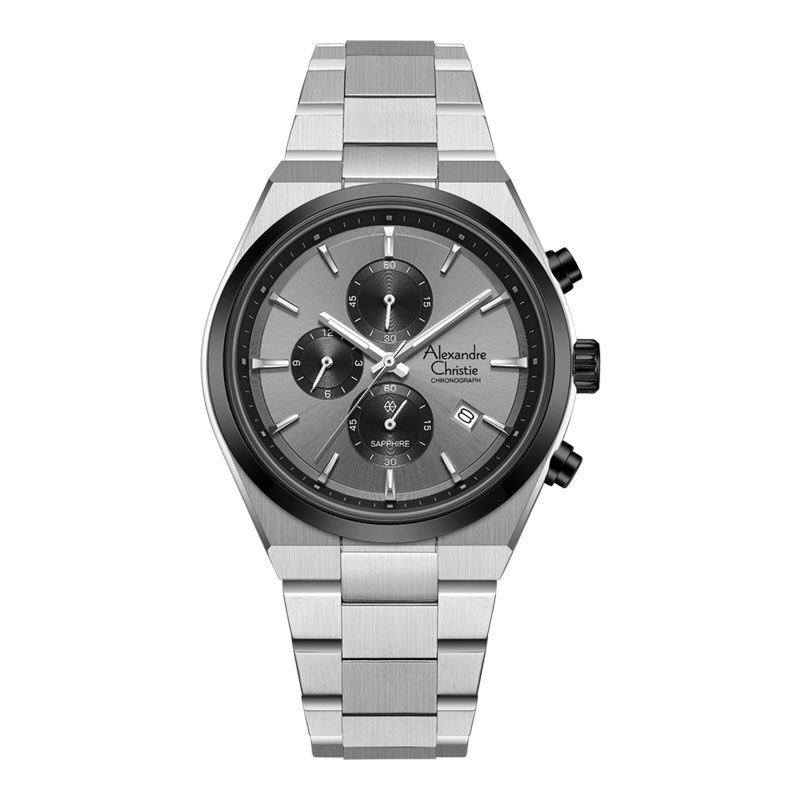 Alexandre Christie Chronograph AC 8697 MC BTBGR Men Grey Dial Stainless ...