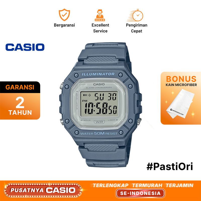 Casio General W-218HC-2A W-218HC-2AVDF Illuminator Digital Dial Denim ...