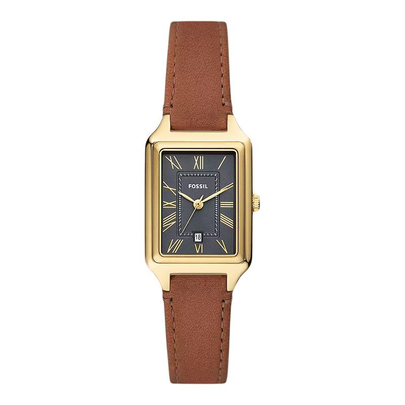 Fossil Raquel ES5303 Ladies Grey Dial Brown Leather Strap | JAMTANGAN.COM