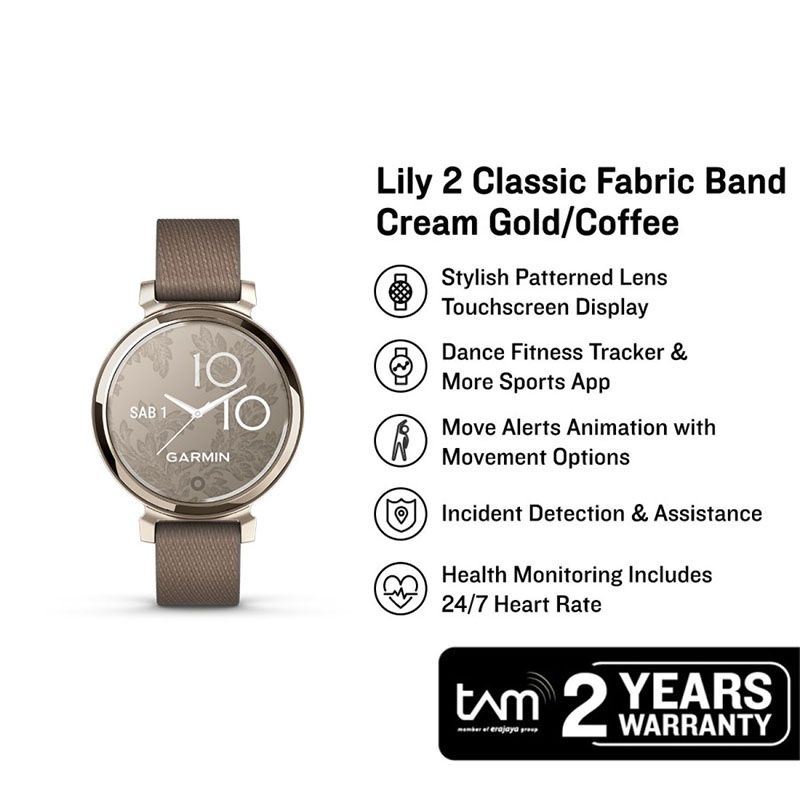 Garmin Lily 2 Classic 010-02839-62 Smartwatch Digital Dial Cream Gold ...