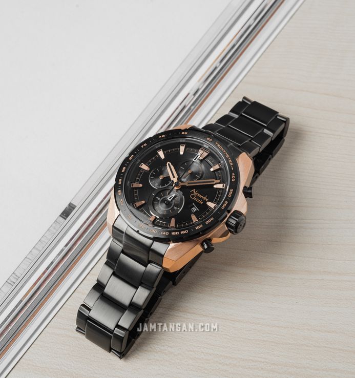 Alexandre Christie Chronograph AC 6652 MC BBRBA Men Black Dial Black ...