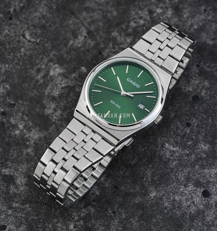 Casio General MTP-B145D-3AVDF Green Dial Stainless Steel Band ...