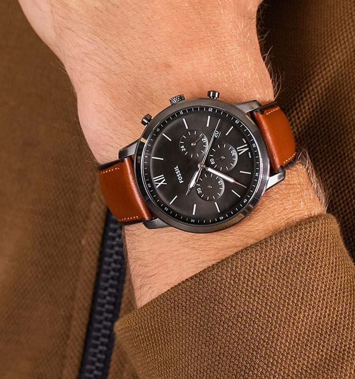 Fossil Neutra FS5512 Chronograph Grey Dial Brown Leather Strap ...