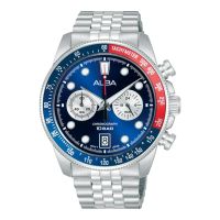 Alba Signa A4B025X1 Chronograph Men Pepsi Blue Dial Stainless Steel ...