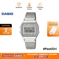 Casio General A158WEM-7DF Vintage Digital Dial Mesh Stainless Steel ...