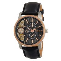 Fossil ME1099 Men Mechanical Twist Dark Brown Dial Black Leather Strap ...
