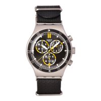 Swatch Irony YVS422 Orange Teeth Chronograph Black Dial Black Fabric ...