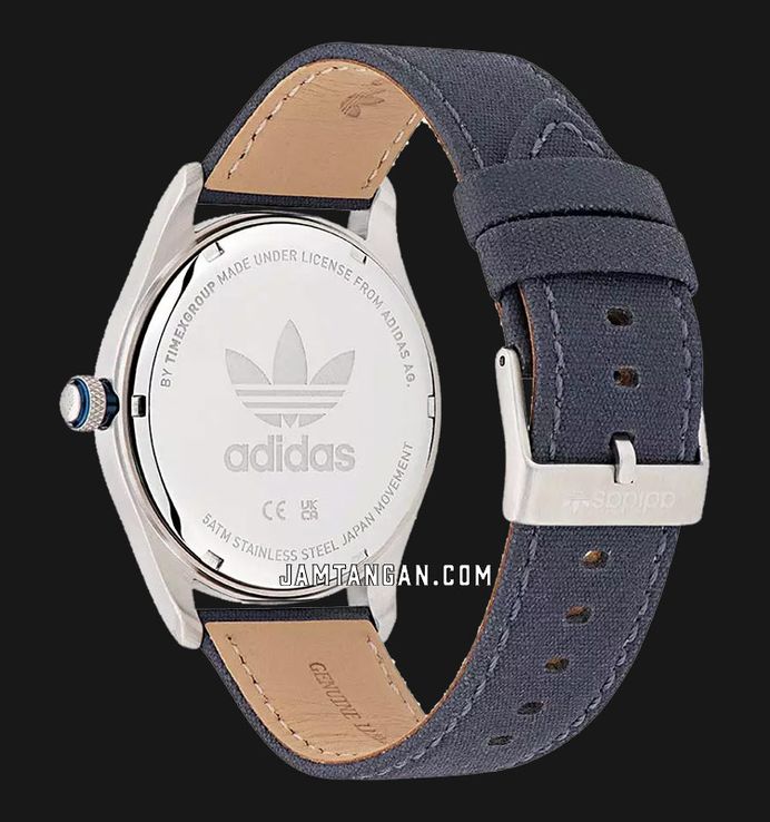 Adidas Code Four AOSY23038 Blue Dial Blue Fabric With Leather Strap ...