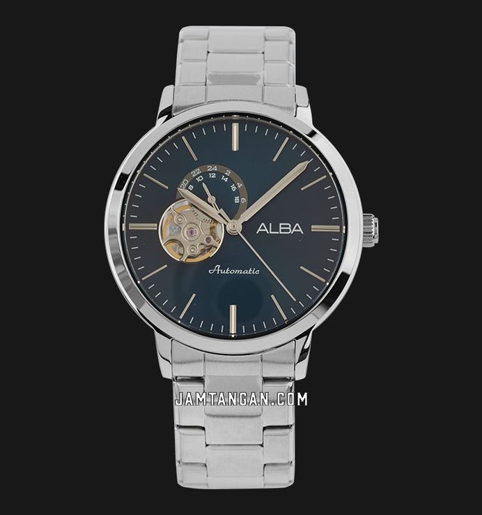 Alba Mechanical A9A005X1 Automatic Men Open Heart Dark Blue Dial ...