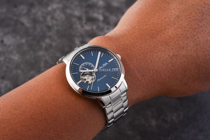 Alba Mechanical A9A005X1 Automatic Men Open Heart Dark Blue Dial ...