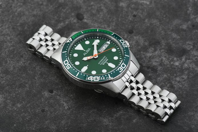 Alba Mechanical AL4187X1 Automatic Men Green Dial Stainless Steel Strap ...