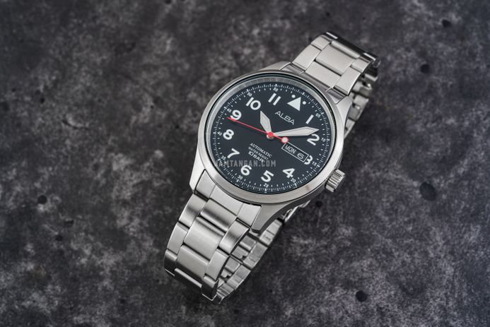 Alba Mechanical AL4205X1 Automatic Men Black Dial Stainless Steel Strap ...