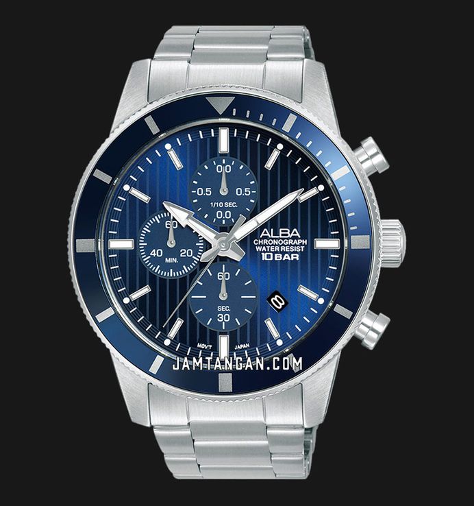 Alba Active AM3955X1 Chronograph Men Blue Patterned Dial Stainless ...