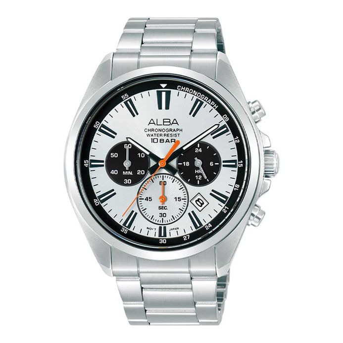 Alba Active AT3K35X1 Men Chronograph Panda Dial Stainless Steel Strap ...