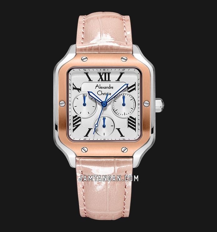 Alexandre Christie Multifunction AC 2B18 BF LTRSLPN Ladies White Dial Pink Leather Strap ...