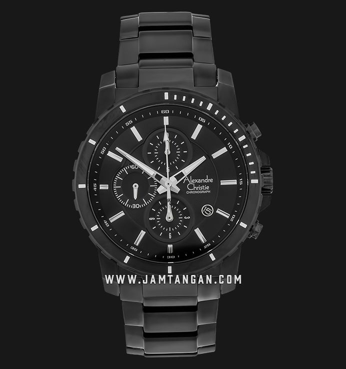 Alexandre Christie Chronograph AC 6141 MC BIPBA Men Black Dial Black ...