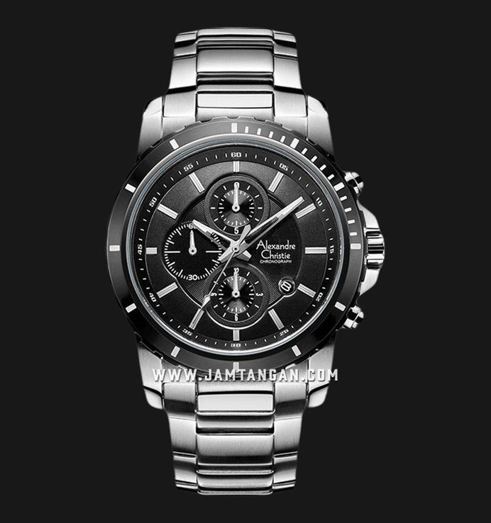 Alexandre Christie Chronograph AC 6141 MC BTBBA Black Dial Stainless ...
