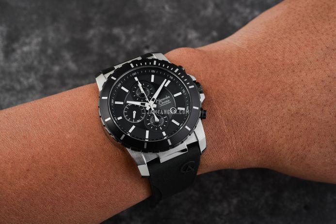 Alexandre Christie Chronograph AC 6141 MC RTBBA Men Black Dial Black ...