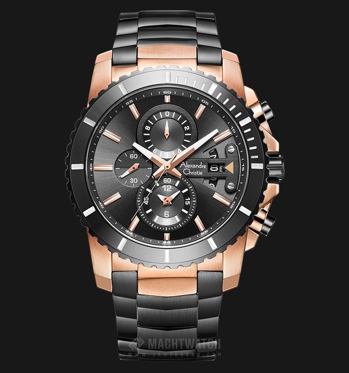 Alexandre Christie AC 6455 MC BBRBA Chronograph Black Dial Stainless ...
