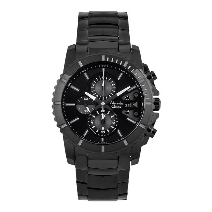 Alexandre Christie Chronograph AC 6455 MC BIPBA Men Black Dial Black ...