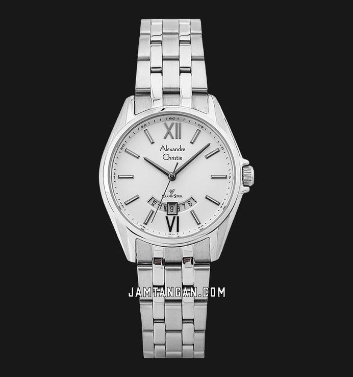 Alexandre Christie Classic Steel AC 8673 LD BSSSL Ladies White Dial ...