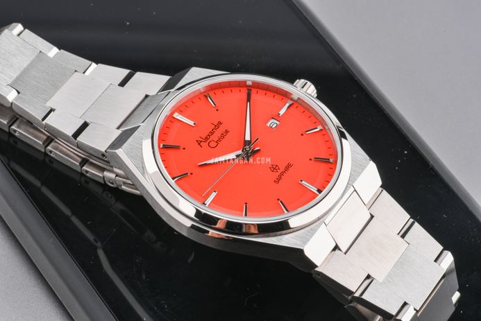 Alexandre Christie AC 8697 MD BSSOR Men Sapphire Orange Dial Stainless ...