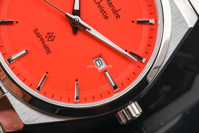 Alexandre Christie AC 8697 MD BSSOR Men Sapphire Orange Dial Stainless ...