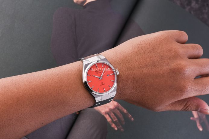 Alexandre Christie AC 8697 MD BSSOR Men Sapphire Orange Dial Stainless ...