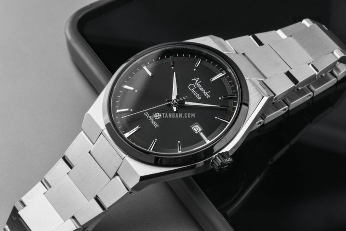 Alexandre Christie AC 8697 MD BTBBA Men Sapphire Black Dial Stainless ...