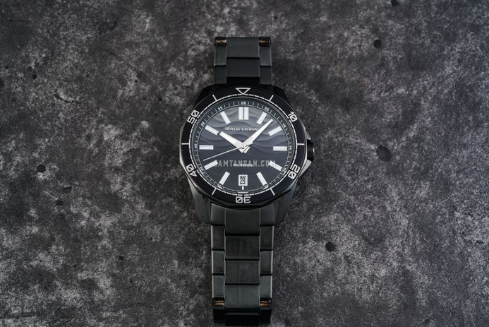 Armani Exchange AX1952 Men Black Wave Inspired Textured Dial Black ...