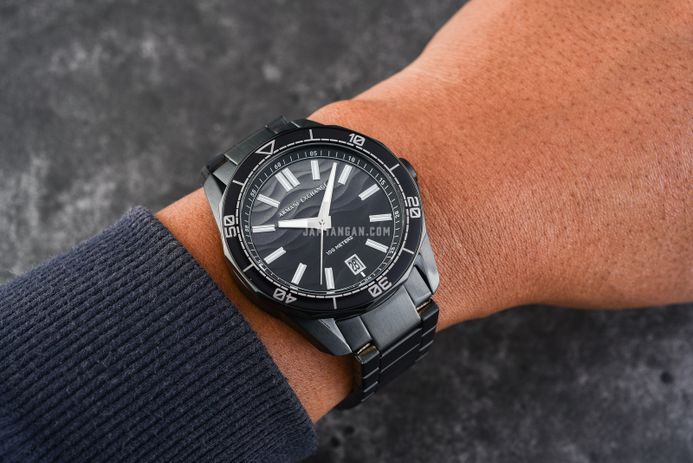 Armani Exchange AX1952 Men Black Wave Inspired Textured Dial Black ...