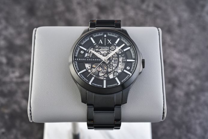 Armani Exchange AX2418 Automatic Men Skeleton Black Dial Black ...