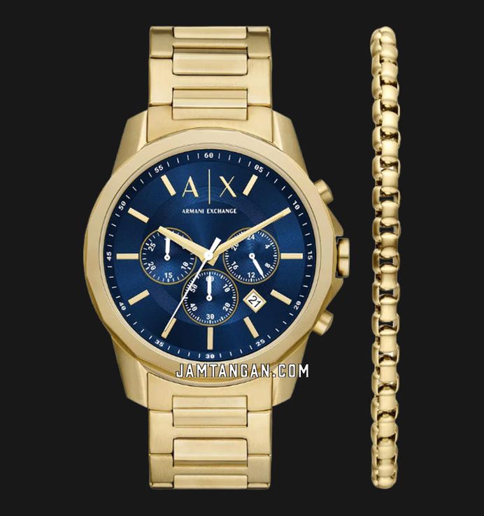 Armani Exchange AX7151SET Chronograph Blue Dial Gold Stainless Steel ...