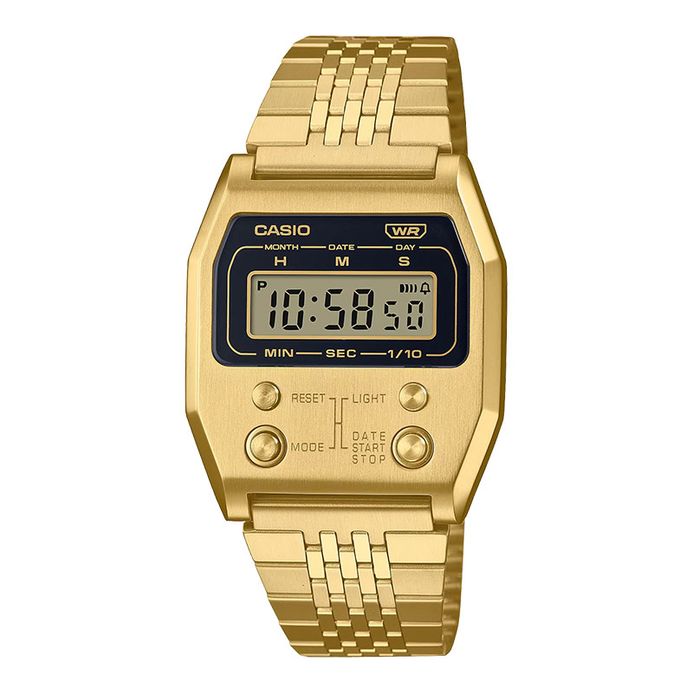 Casio General A1100G-5DF Digital Dial Gold Stainless Steel Band ...