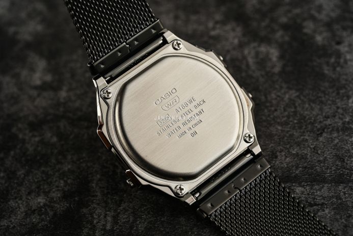 Casio General A168WEMB-1BDF Black Digital Dial Gunmetal Mesh Band ...