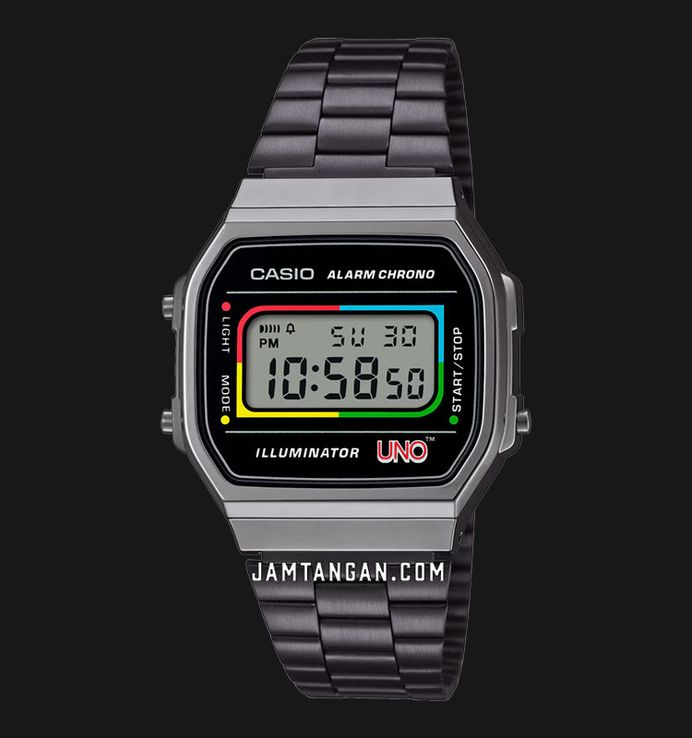 Casio General A168WEUC-1A A168WEUC-1ADR UNO Collaboration Digital Dial Stainless Steel Band ...