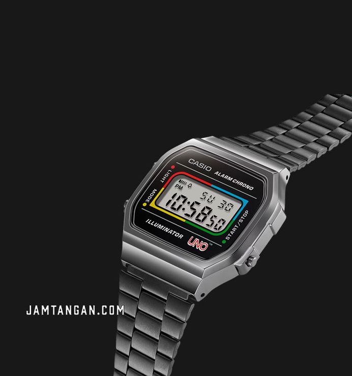 Casio General A168WEUC-1A A168WEUC-1ADR UNO Collaboration Digital Dial Stainless Steel Band ...