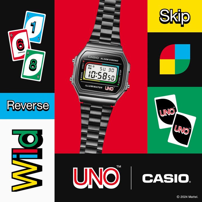 Casio General A168WEUC-1A A168WEUC-1ADR UNO Collaboration Digital Dial Stainless Steel Band ...
