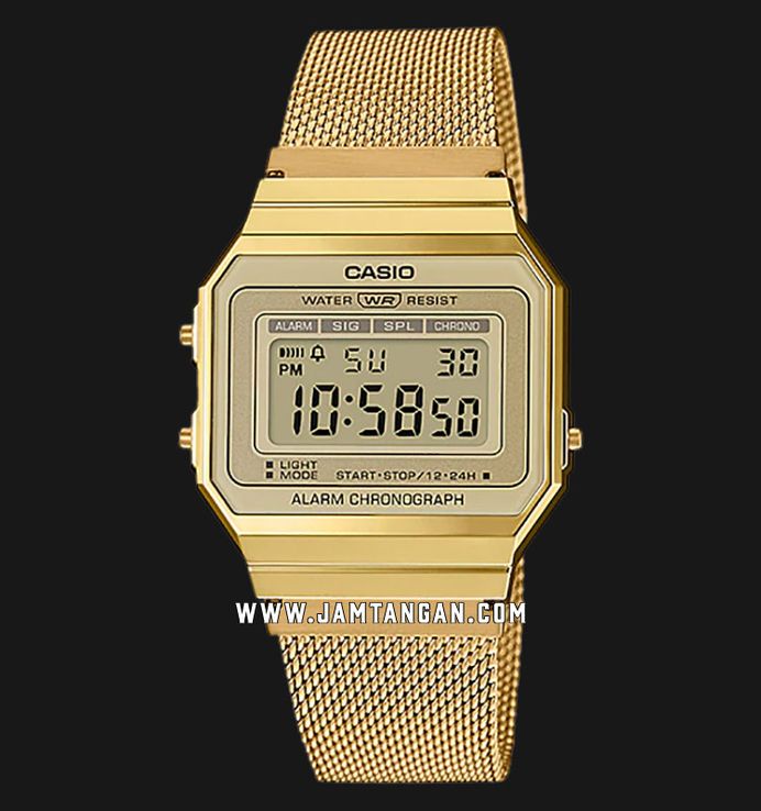 Casio General A700WMG-9ADF Vintage Digital Dial Gold Mesh Band ...