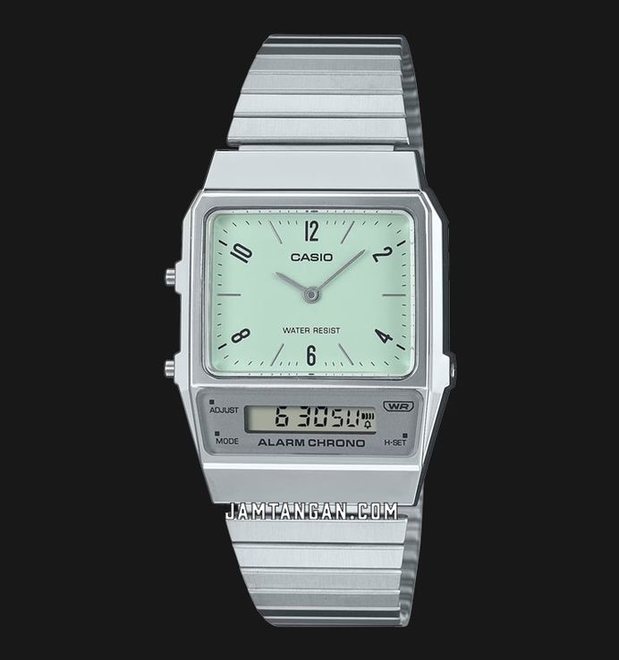 Casio General AQ-800E-3ADF Vintage Green Pastel Digital Analog Dial ...