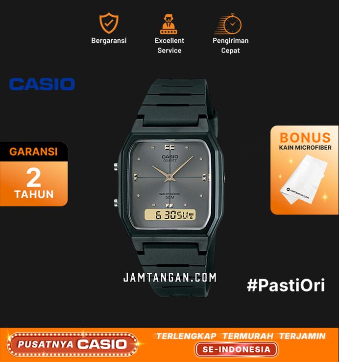 Casio General AW-48HE-8A AW-48HE-8AVDF Digital Analog Dial Black Rubber ...