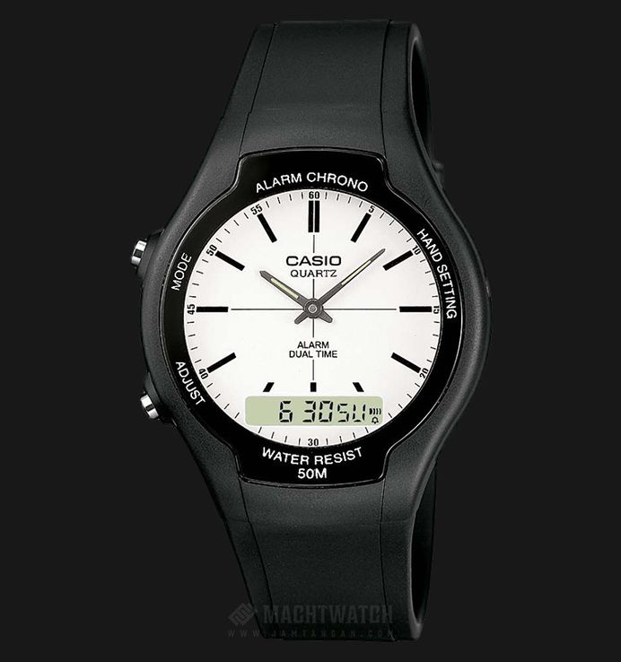 Casio General AW-90H-7E AW-90H-7EVDF Digital Analog Dial Black Resin ...