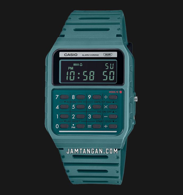 Casio General CA-53WB-3BDF Calculator Data Bank Digital Dial Green ...