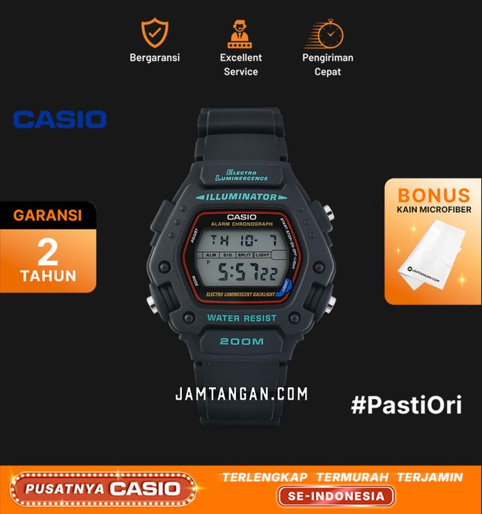 Casio General DW-290-1VS 200M Water Resistant Digital Dial Black Resin ...