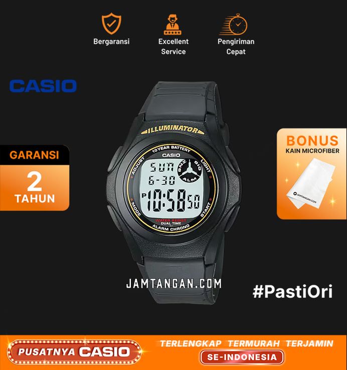 Casio General F-200W-9ADF 10 Years Battery Life Digital Dial Black ...