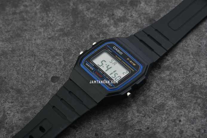 Casio General F-91W-1DG Classic Digital Dial Black Resin Band | JAMTANGAN.COM
