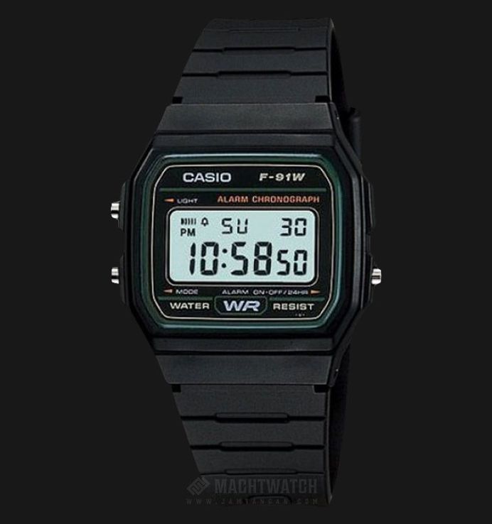 Casio General F-91W-3DG Digital Dial Black Resin Band | Jamtangan.com