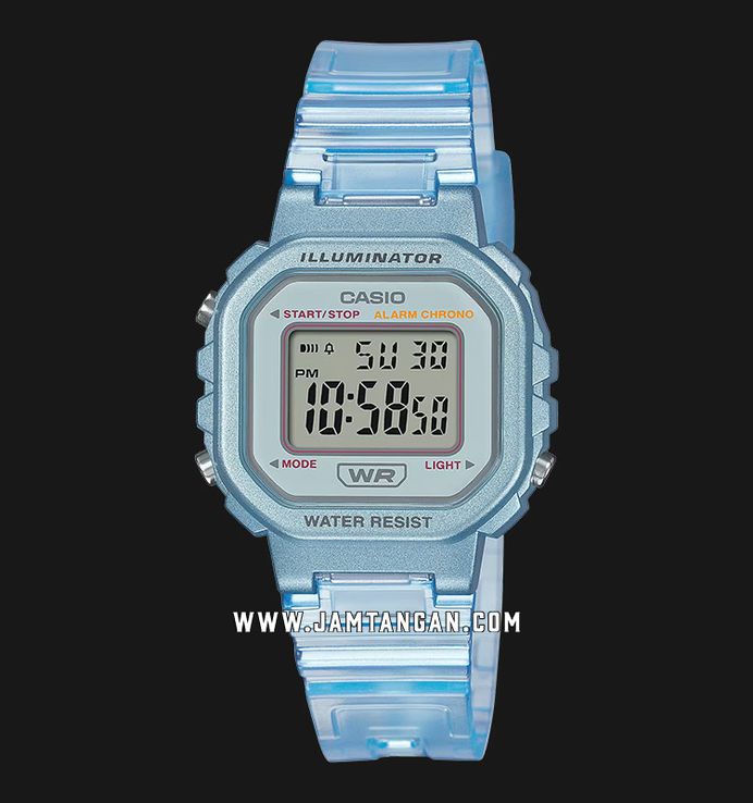 Casio General LA-20WHS-2ADF Digital Dial Blue Transparent Resin Band | Jamtangan.com