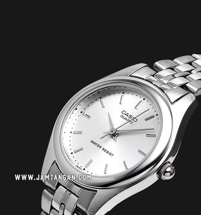 Casio LTP-1129A-7ARDF Enticer Ladies Silver Dial Silver Stainless Steel ...