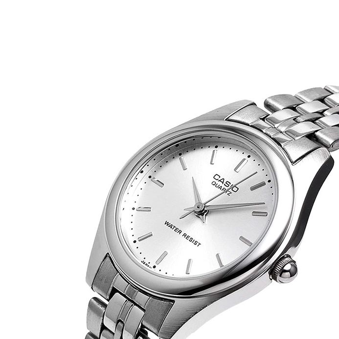 Casio LTP-1129A-7ARDF Enticer Ladies Silver Dial Silver Stainless Steel ...